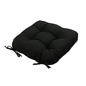 Magpie Fabrics Patio Tufted Seat Cushions 19"x19" with Ties, 2 Pack, U-Shape Waterproof Outdoor/Indoor Chair Pads for Garden Dining Office, Tatami Floor Pillow Meditation(Black Solid)