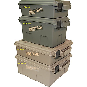 MTM ACR4-18 Ammo Crate Utility Box-Carry up to 65lbs of gear-Stackable design, double padlock for security - Water-resistant O-ring seal - Army Green