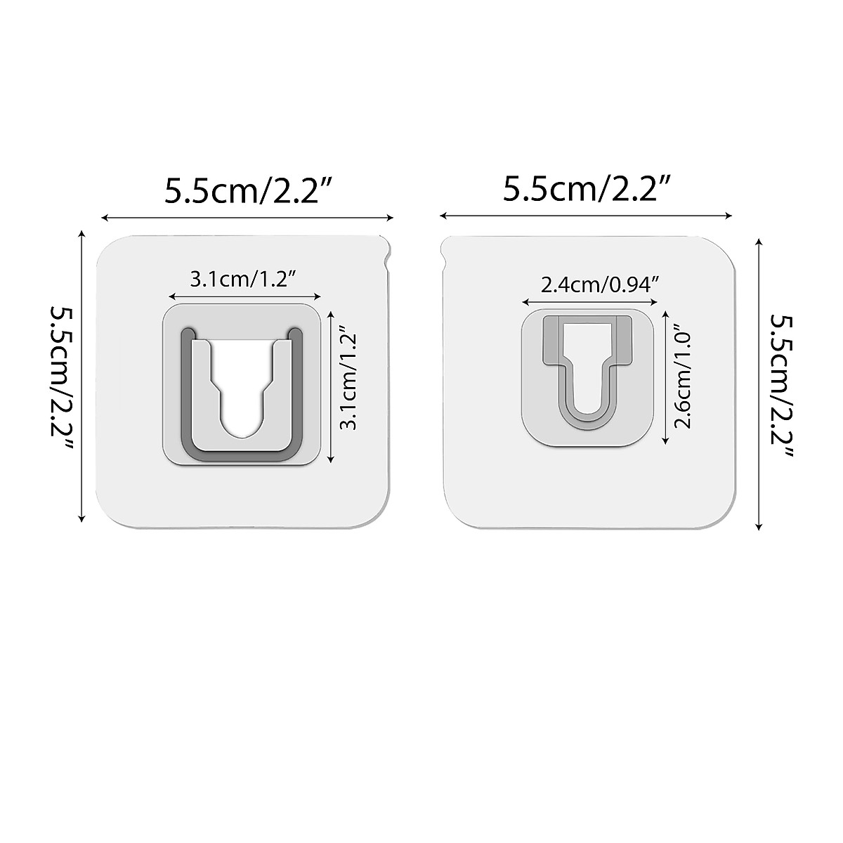 10 Pairs Double Sided Adhesive Wall Hooks Transparent - Self Mount Holder Hanger, Strong A+B Buckle Combination, 22lbs/10kg Max Heavy Duty, No-Trace Hanging for Bathroom, Kitchen, Office (20pcs)