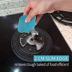 Premium Quality Pan Scraper Dish Scraper Tool, 5 Pack Plastic Pot Scraper Food Scraper Nylon Non-Scratch Scraper, Skillet Scraper Grease Burnt Food Cleaning Scraper, Plastic Scraper Tool Kitchen