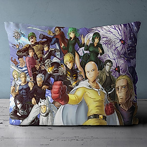 NICHIYOBI Punch Hero Anime Genos Saitama Duvet Cover Set 3D Bedding Comforter Cover 3 Pcs (1 Duvet Cover+2 Pillowcases) Bedding Set (02,Full-80x90in+20x30in*2)