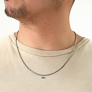 Nuragold 10k White Gold 2.5mm Rope Chain Diamond Cut Pendant Necklace, Mens Womens Jewelry 16" 18" 20" 22" 24" 26" 28" 30"