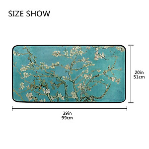 Kitchen Rug Mats Van Gogh Branches of Almond Tree in Blossom Bath Rug Runner Doormats Carpet for Home Decor, 39" X 20"