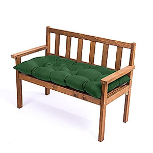 Outdoor/Indoor Waterproof Bench Cushion,Non-Slip Bench Pads with Ties Swing Chair Tatami Cushion,Bench Cushions for Patio Backyard Porch Garden Wicker Loveseat Furniture (39.4*19.7inch, dark green)