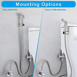 MULIN Bidet Sprayer for Toilet Water Pressure Control Handheld Bidet Toilet Sprayer Baby Cloth Diaper Sprayer Bidet Hose for Feminine Wash Brushed Nickel Stainless Steel