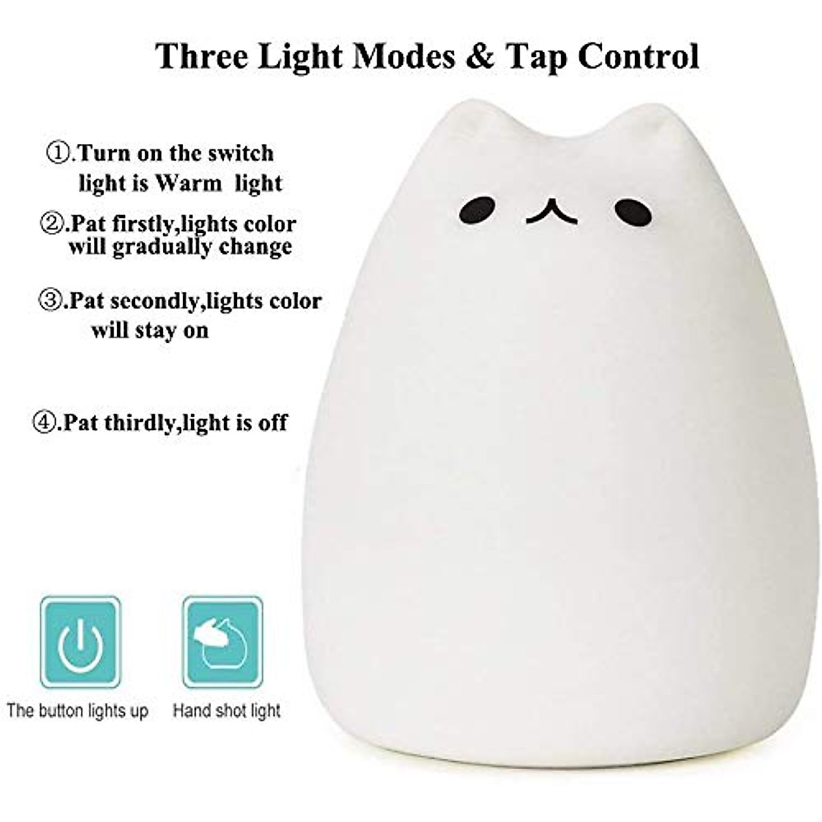SunPlusPower Cute Kitty Night Light, Cat Night Lamp Animal Silicone Lamps with Touch Sensor -Portable Color Changing Glow Soft Cute Christmas Kitty Silicone Nightlights for Women Teen Girls Baby