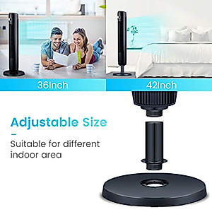Tower Fan, 42 Inch Portable Oscillating Quiet Cooling Fan with Remote Controlled, 3 Modes and Speed Settings, Built-in Timer LED Display Stand Up Floor Fans Safe for Bedroom, Home Office Use, Black