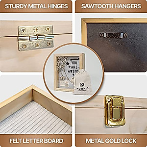 MOHNIC Shadow Box Frame with Changeable Letter Board – 8x10 inch Shadow Box Display Case with Felt Letter Board – Picture Frame, Memory Box for Photos, Artworks, Medals, and More (Natural Wood)