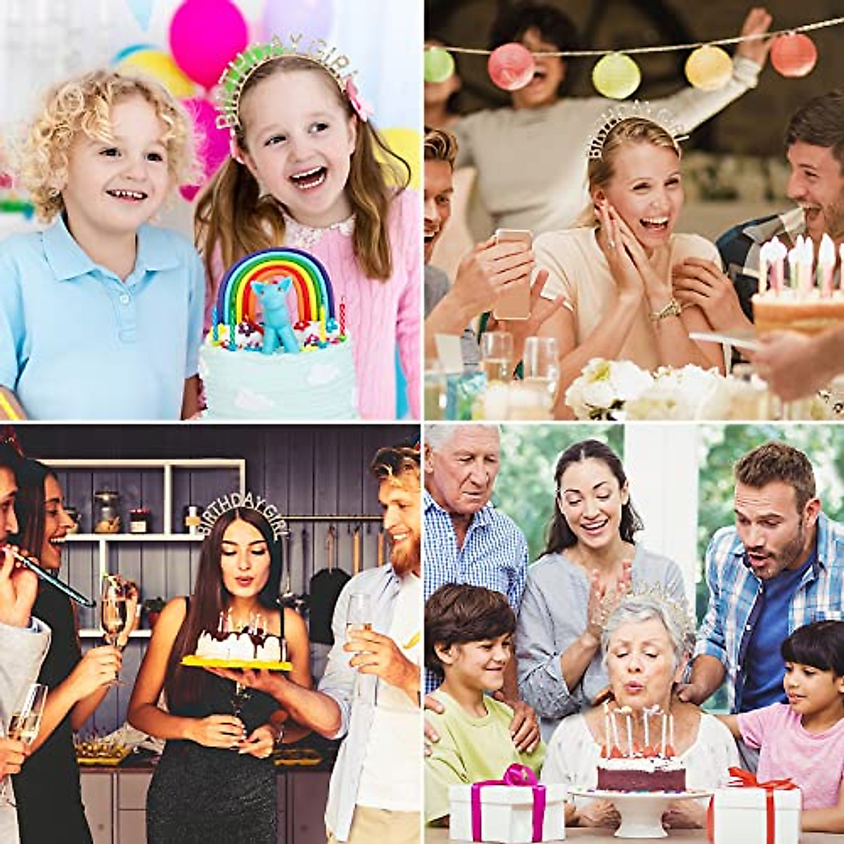 WLLHYF Birthday Crowns Girl Headband Birthday Sash Bling Rhinestone Hair Band Princess Tiara Sweet Happy Birthday Accessories for Women Girls Party Valentine's Day Festival Decorations