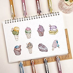 Writech Retractable Gel Ink Pens: Multi Colored 2 in 1 Colorful Click Pen Assorted Color 8ct Extra Fine Point Tip 0.5mm Journaling Smooth Writing Note Taking Coloring No Bleed & Smear & Smudge