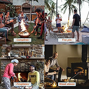 Fire Pit Poker, 46 Inch Extra Long Outdoor Fire Poker for Fireplace, Fire Pit, Campfire, Wood Stove and Indoor Use, Heavy Duty Wrought Steel Campfire Poker Tool, Rust-Resistant Black Finish