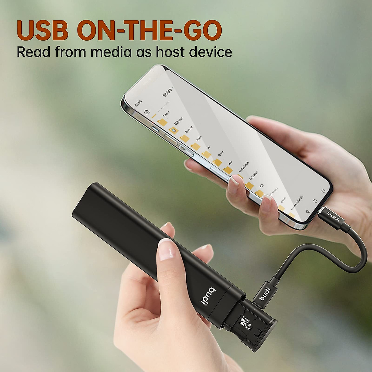 BUDI Multifunctional 9 in 1 Data Cable with USB Type-C Card Reader Micro SD Memory Card high-Speed Card Reader Adapter Suitable for Mobile Phone Cameras and Computers (9 in 1 Card Reader)