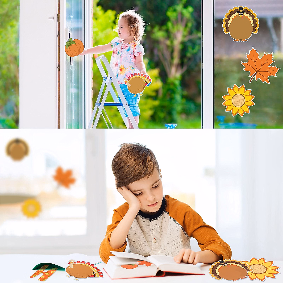 45 Pieces Fall Bulletin Board Decorations Turkey Pumpkin Maple Leaves Sunflower Cutouts Thanksgiving Happy Fall Cutouts for Classroom Bulletin Border Decoration