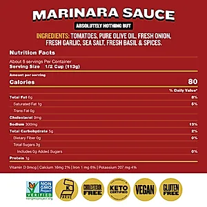 Hoboken Farms Marinara Gourmet Pasta Sauce - Keto Certified, No Sugar Added, Non GMO Project Verified, Kosher, Vegan, Plant Based, Keto & Paleo Friendly, Whole Tomatoes and Pure Olive Oil (Original Marinara 2 Pack)