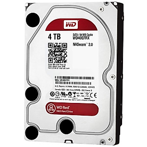 WD Red 4TB NAS Hard Disk Drive - 5400 RPM Class SATA 6 Gb/s 64MB Cache 3.5 Inch - WD40EFRX (Renewed)