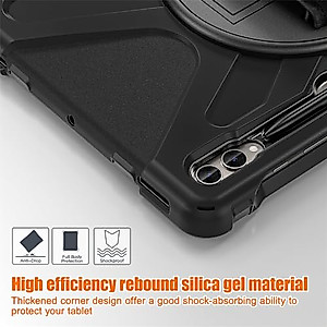 for Samsung Galaxy Tab S7 FE SM-T730 T733 T736 Case 12.4 inch Tablet Case 3 in 1 Hard Plastic Frame + Double Silicone [Hand Strap & Shoulder Strapp] - H