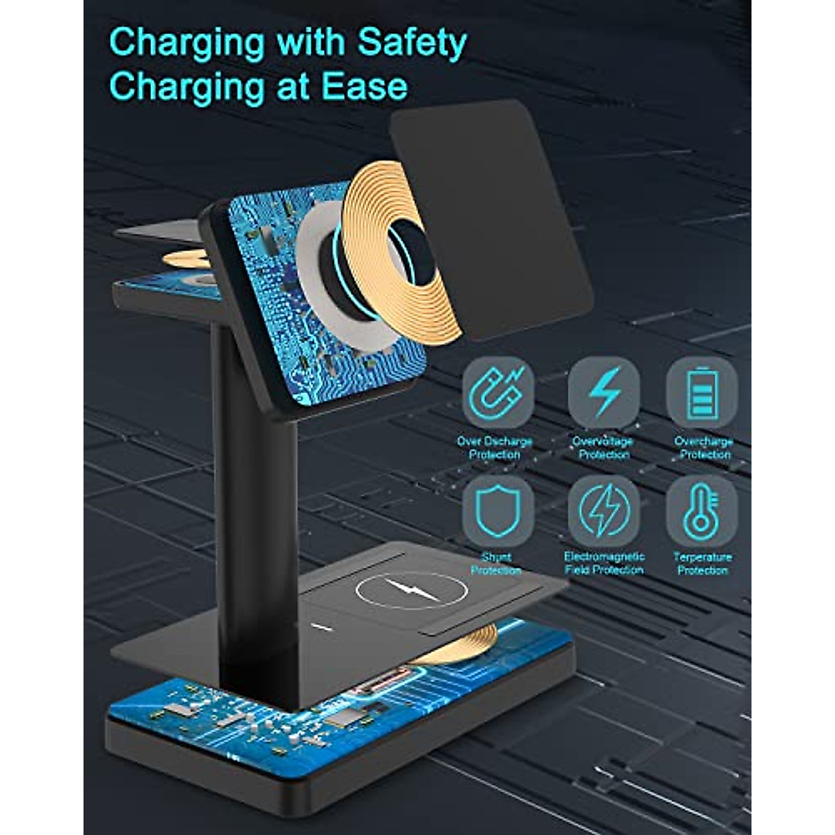 3 in1 Magnetic Wireless Charger Stand,2022 Upgraded Aluminum Alloy 20W Fast Wireless Charging Station Compatible with Magsafe Charger for iPhone 14/13/12 Pro/Pro Max/Mini/iWatch Series/AirPods Pro/3/2