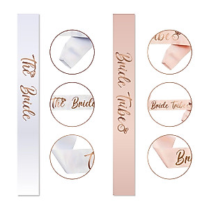 PartyGifts&beyond Bride to Be Sash and Veil Set Bridal Shower Gifts Bride Tribe Sash Bachelorette Party Favors Sash(11 Sets)