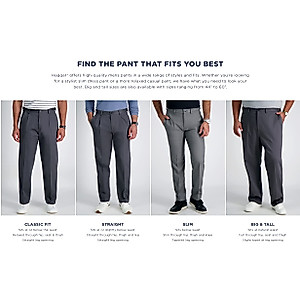 J.M. Haggar Men's Solid Gab 4-Way Stretch Straight Fit Flat Front Dress Pant, Black, 40Wx30L