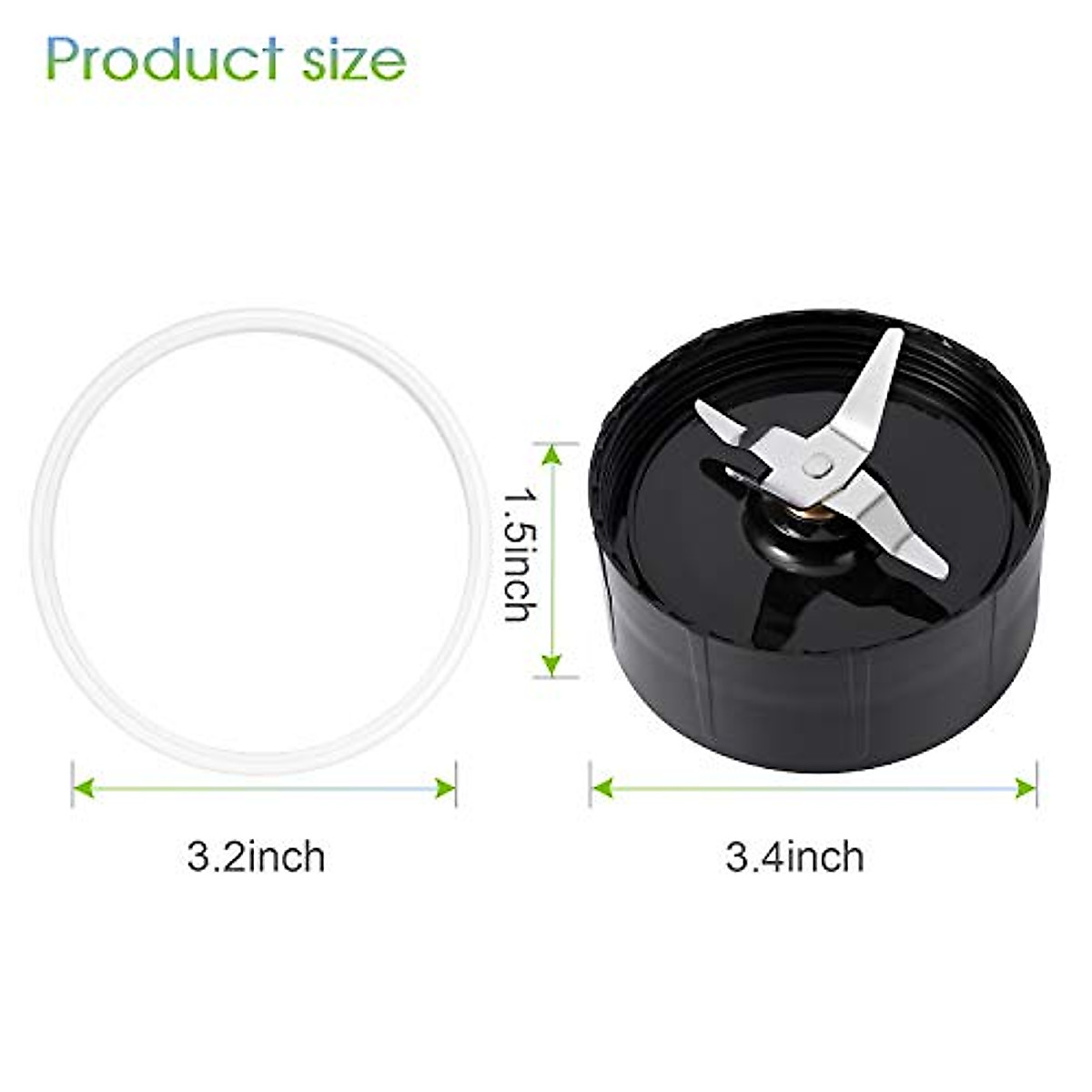 URSUMER Replacement Parts for Magic Bullet - 250W Magic Bullet Blade 2 PACK with 4 Rubber Gaskets, Replacement Magic Bullet Accessories for Model MB1001