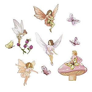 DecalMile Fairies with Wings Wall Decals Mushroom Wall Stickers Girls Room Baby Nursery Daycare Wall Decor