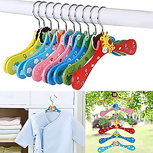 NUOLUX Wooden Hanger for Kids 10Pcs Coat Hangers Random Pattern