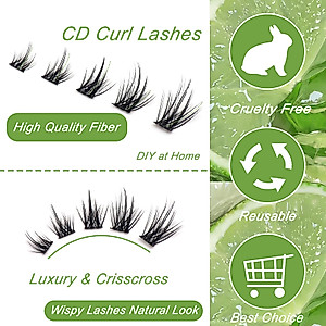 Fyonas Lash Clusters Fluffy Individual Lashes Cluster Eyelash Extensions 110 Pcs D Curl Manga Lashes Natural Look DIY Lash Extensions at Home Mix 8-16mm (Fairy)