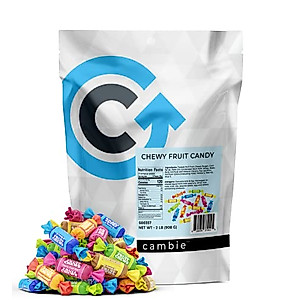 Tootsie Roll Fruit Chews by Cambie | 2 Pounds of Assorted Chewy Fruit Candy in Cherry, Lemon, Lime, Orange and Vanilla | Mouth Watering & Delicious | Repackaged Fresh in a Resealable Pouch | 2 lbs