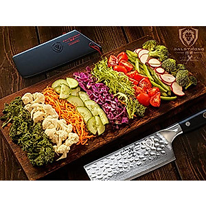 Dalstrong Nakiri Vegetable Knife - 6 inch - Shogun Series Elite - Japanese AUS-10V Super Steel - Black G10 Handle - Damascus - Hammered Finish - Vegetable Kitchen Knife - Sheath Included