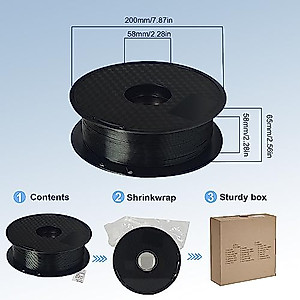 PLA Filament 1.75mm, 3D Printer Filament 1KG Spool (2.2lbs), Dimensional Accuracy +/- 0.03mm, 3D Printing Filament Fit Most FDM Printer (PLA Black 1kg)