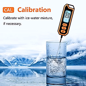 BOMATA Waterproof IPX7 Thermometer with 5.4" Super Long Probe. Instant Read Thermometer for Food, Liquid, Candle, Cooking and BBQ ! with Backlight, Calibration, Auto Recording Function. T201A