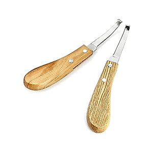 QWORK Hoof Knife Set, Left and Right Hand Razor Edge Shaped, Stainless Steel