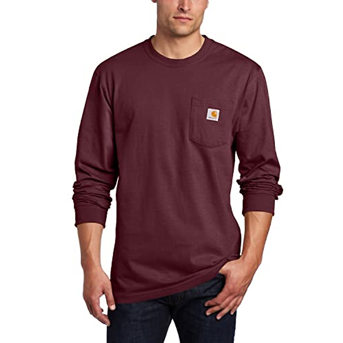 Carhartt Men's Loose Fit Heavyweight Long-Sleeve Pocket T-Shirt, Port, TLL-4XL