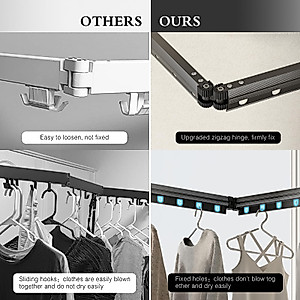 CICUFY Clothes Drying Rack Wall Mounted Foldable Laundry Drying Rack Collapsible/Retractable Space Saving Laundry Hanger Dryer Rack with Additional Bar-Matte Gray