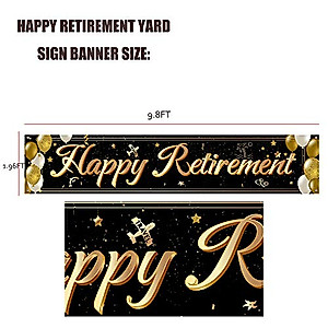 Large Happy Retirement Banner Gold Reitirement Party Yard Sign Celebrate Retirement Party Decorations Supplies