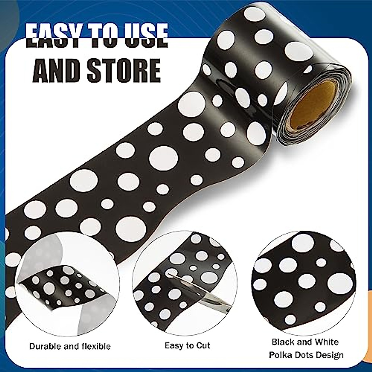 99 Feet Polka Dot Bulletin Board Borders Black and White Polka Dots Scalloped Border Trim Dots Classroom Borders Decoration for Back to School Bulletin Board Home Classroom Chalkboard Decor,3 Rolls