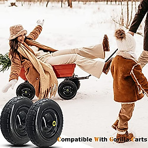 13" Flat Free Solid Tire and Wheel for Gorilla Carts Replacement Wheels,Wheelbarrow,Garden Cart,Trolleys,Hand Trucks and Yard Trailers(5/8" Bearings,Offset Hub 2.1") (2-Pack)