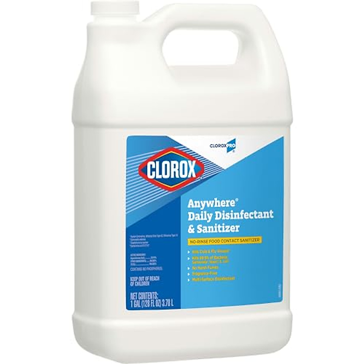 CloroxPro Anywhere Daily Disinfectant and Sanitizer, No-Rinse Food Contact Sanitizer, Refill, 128 Fluid Ounces