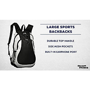 DISCOUNT PROMOS Large Sports Backpack with Mesh Pockets Set of 10, Bulk Pack - Perfect for School, Office, Outdoor Sports - Grey