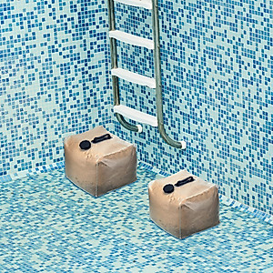 6 Pieces Swimming Pool Ladder Weights, Universal Plastic Pool Step Sandbag for Above Ground Pool Stairs, Fillable Anchor Bag Container for Swimming Entry System