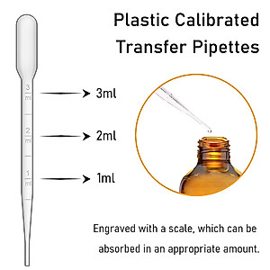 Bumobum Dropper Bottles 4oz, Amber Glass Bottles with Dropper for Essential Oils with Labels and Funnels, 2 Pcs Tincture Bottles with Golden Top (Unbreakable Plastic Eye Dropper with Measurements)