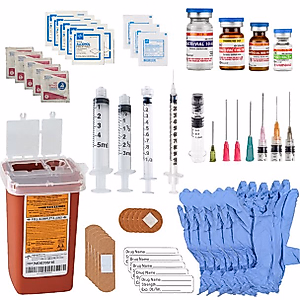Anatomy Lab Venipuncture Practice Kit with Wearable Simulation Arm Pad Model IV + Supplemental Injection Skill Supplies Kit Clinical Nursing Training, 65 Piece Bundle