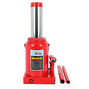LSAILON 50 Ton Capacity Hydraulic Car Bottle Jack Cylinder Jack Auto Truck Repair Tool - Red