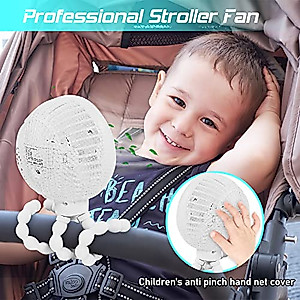 scurry Upgraded Stroller Fan Mini Battery Operated Fan Small USB Rechargable Desk Fan Baby Portable Fan Flexible Tripod Clip On Fan with 3 Speeds Baby Fan for CarSeat Crib Treadmill (White)