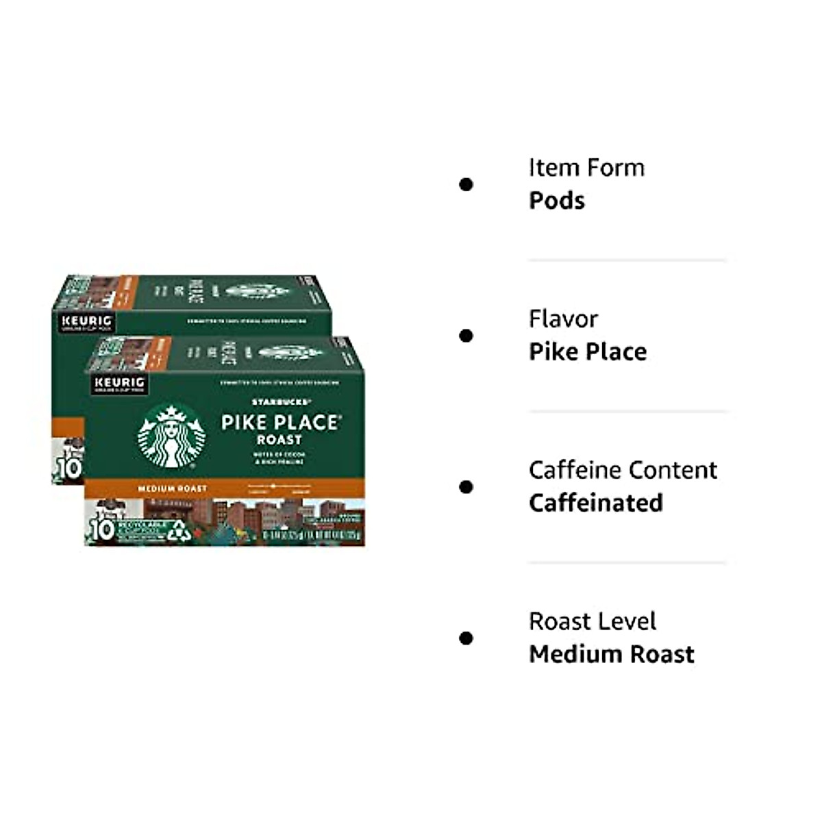 Starbucks Pike Place Roast Medium Keurig K-Cups - 0.44 oz - 10 ct - 2 pk