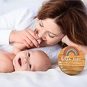 Wooden Baby Birth Announcement Sign Rainbow Baby Name Sign with Marker Pen Baby Arrival Sign Welcome Newborn Sign for Hospital Photo Prop Baby Shower Nursery Gift