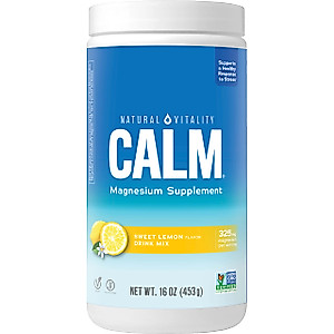 Natural Vitality Calm, Magnesium Supplement, Anti-Stress Drink Mix Powder, Gluten Free, Vegan, & Non-GMO, Sweet Lemon, 16 oz