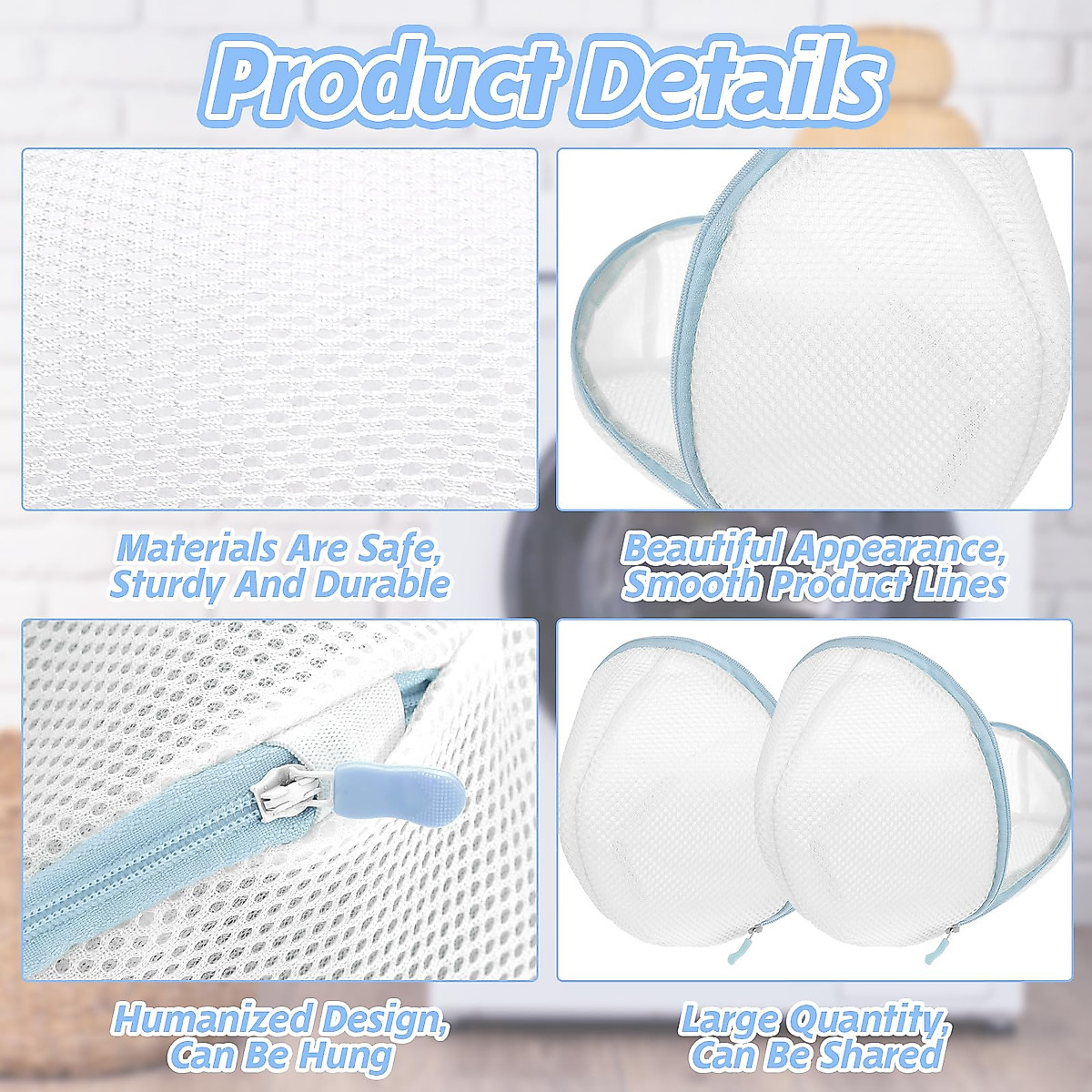 cobee Large Bra Washing Bags for Laundry, 2 Pack Ball Shape Mesh Wash Bag For Bras with Zipper, Women Lingerie Bags for Washing Machine/Washer(Pink and Blue)