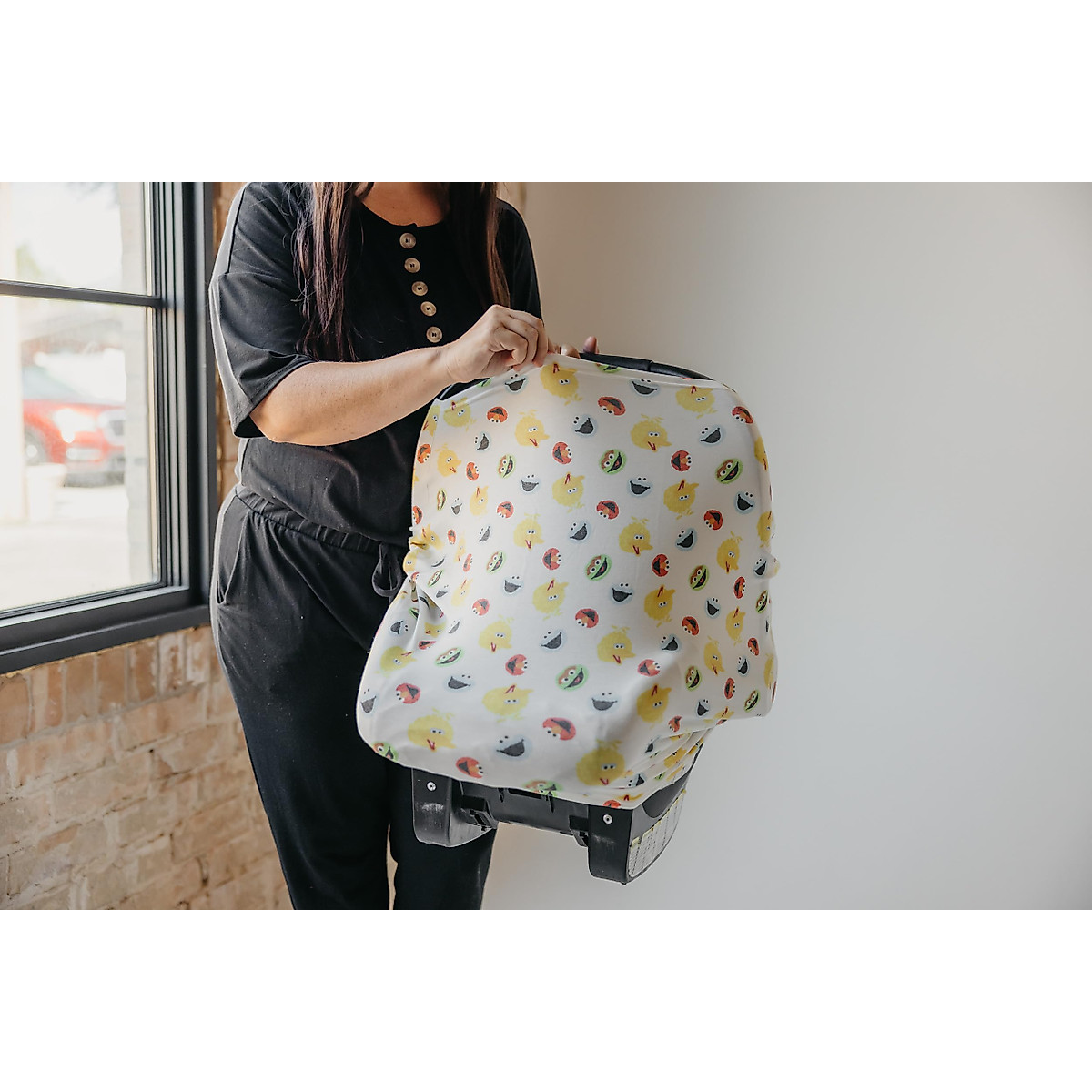 Copper Pearl Multi-Use Cover: Car Seat Covers, Nursing Cover, and Stroller Cover - Stretchy Fabric, All-Season Use, Stylish Designs, Easy Access for Moms - Sesame Scribbles