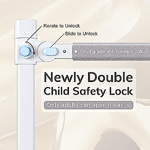 omzer Bed Rail for Toddlers - Baby Bed Guard Rail with Double Child Lock, Safety Bedrail for Children Kids with Pattern, Infants Height Adjustment Guardrail for Queen Size Bed - 3 Pack, 78.7x78.7x59”